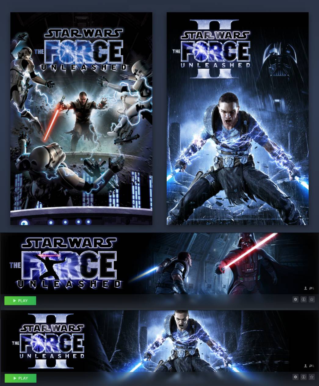Star Wars The Force Unleashed 1 & 2 cover art, logo, and banner | Scrolller