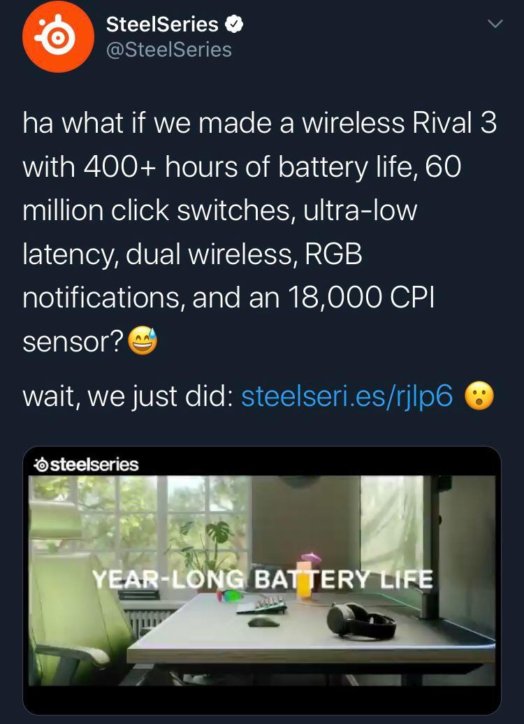 Steelseries has now released the Rival 3 wireless | Scrolller