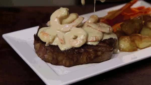 Surf and Turf with Garlic Creamy Sauce | Scrolller