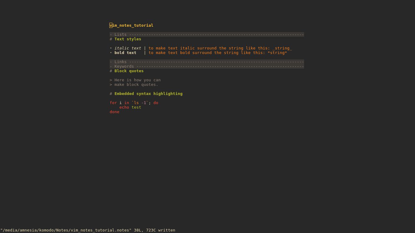 Taking Notes In Vim Scrolller