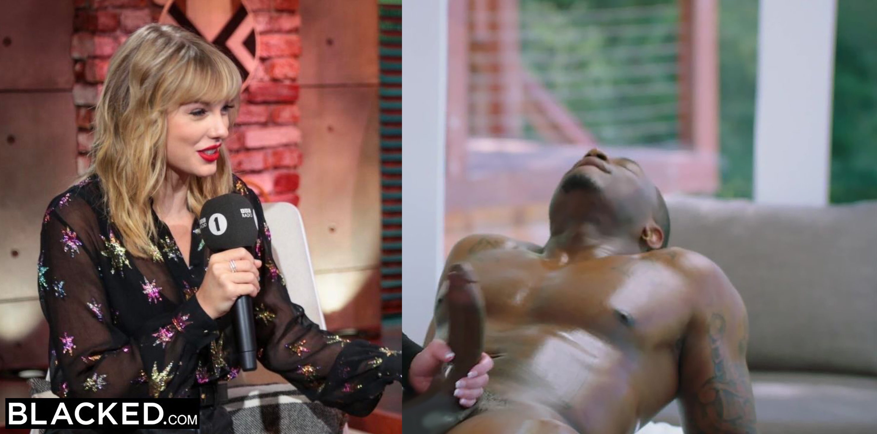 Taylor Swift holding two BBC mics (Blacked) | Scrolller