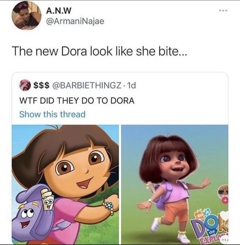 Thanks, I hate the new Dora | Scrolller