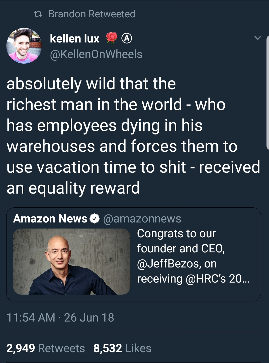 "The average Amazon salary is $28,000. Jeff Bezos makes that in 10 seconds." | Scrolller