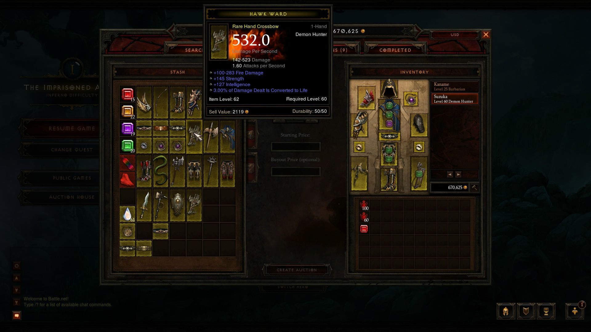 The blacksmith made me a crossbow with strength and intelligence, needless to say it was a ...