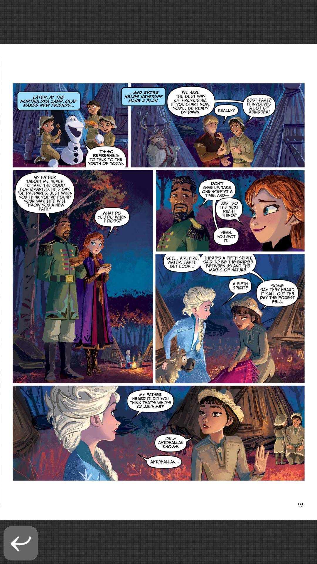 The campfire scene in Frozen 2 cartoon book | Scrolller