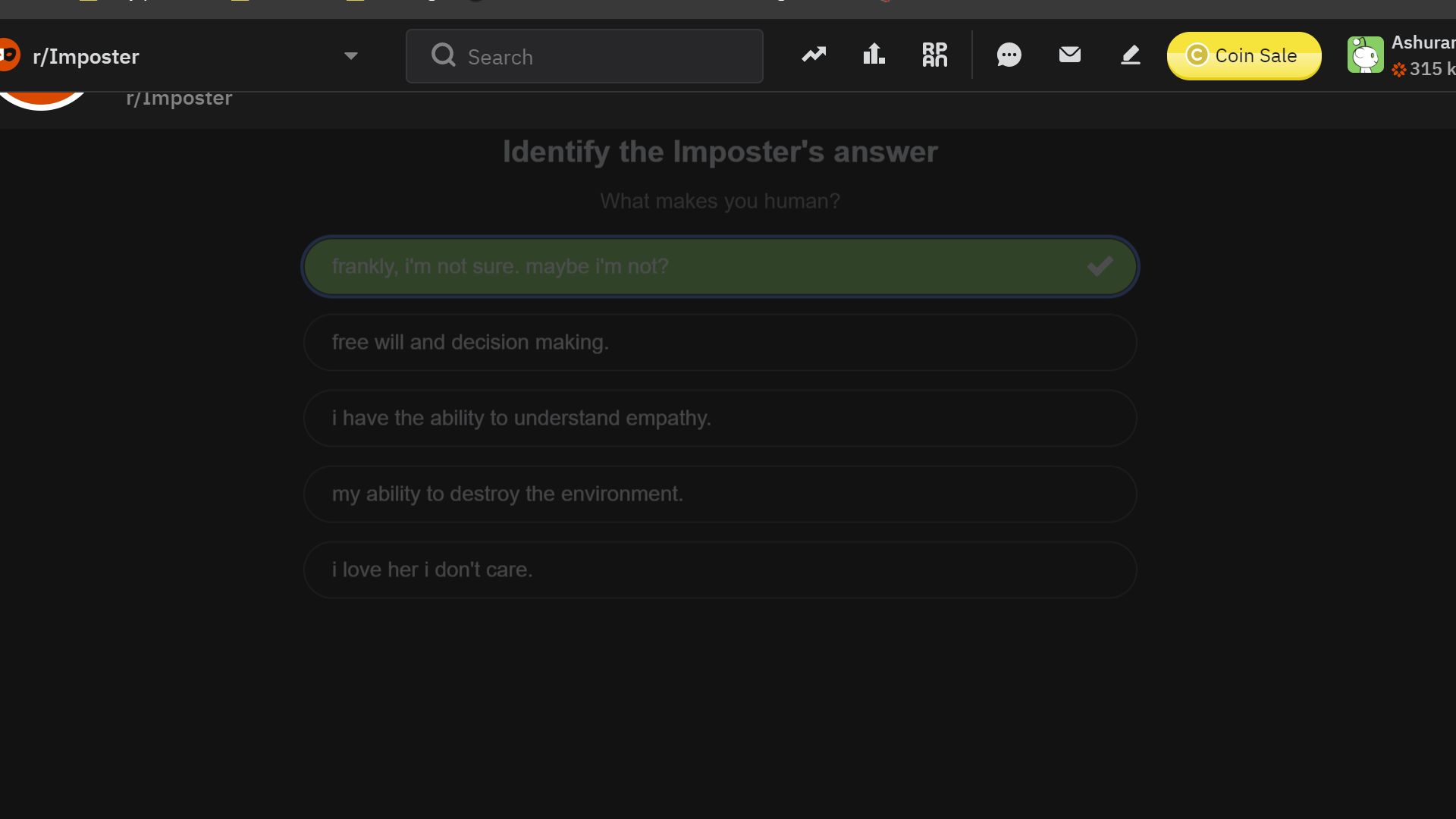 The imposter is self aware | Scrolller