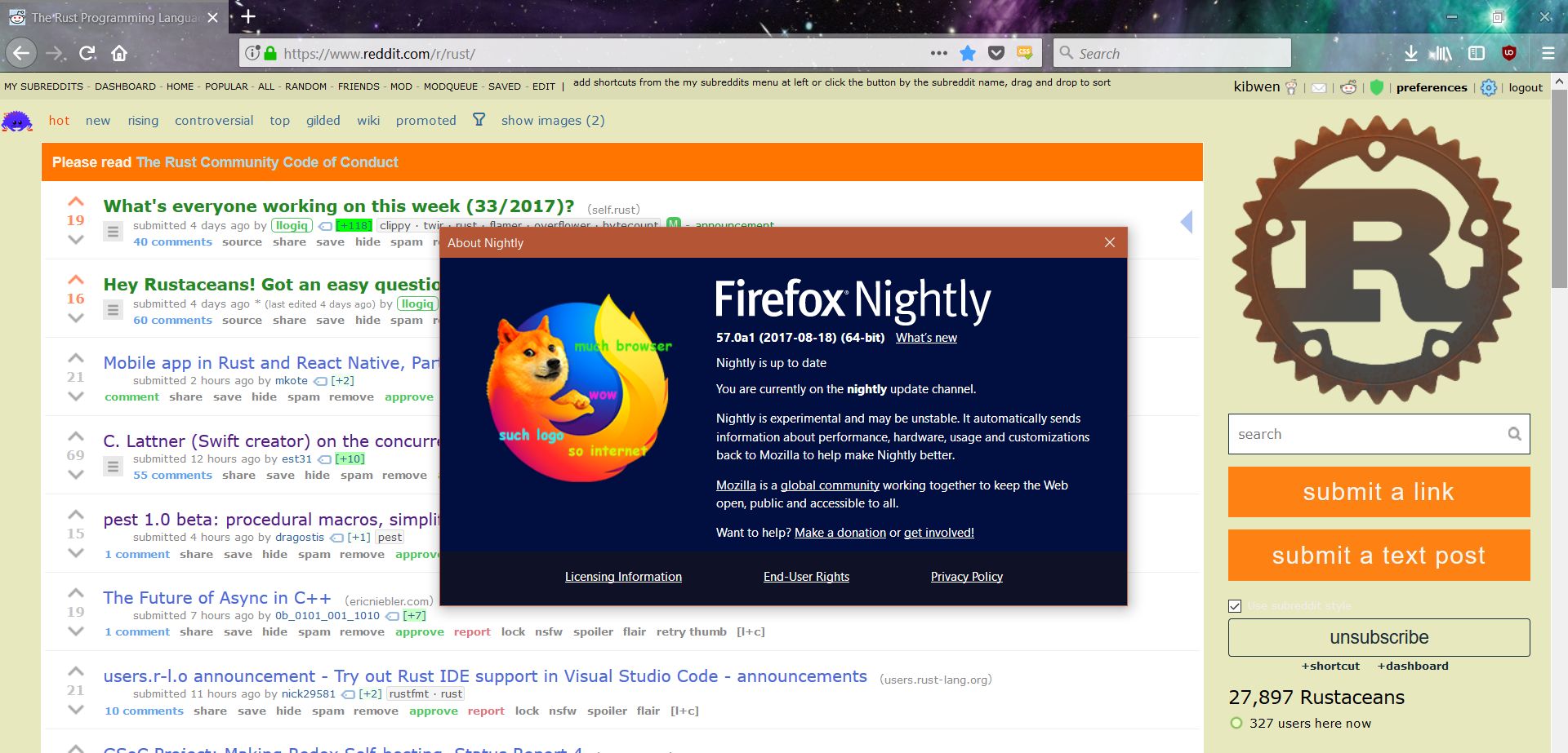 The logo for the Nightly channel of Firefox is now a fusion of the classic Firefox logo and ...