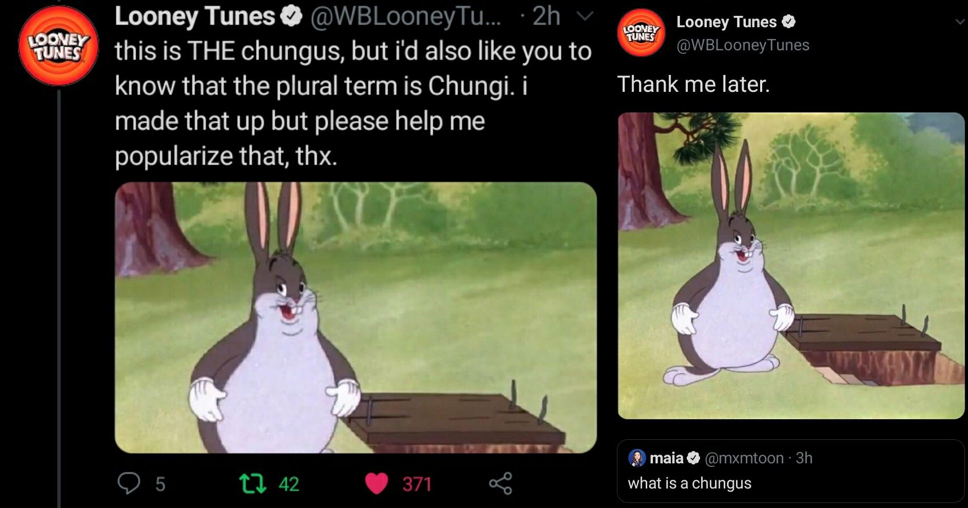 The official Looney Tunes Twitter account just explained Big Chungus | Scrolller