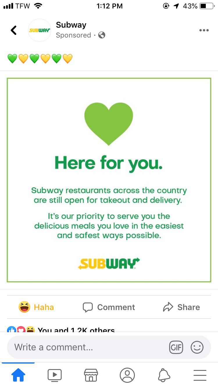 The official statement from Subway. | Scrolller