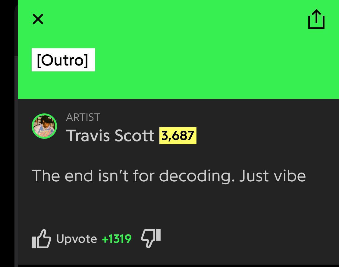 the only annotation on genius from Travis himself | Scrolller
