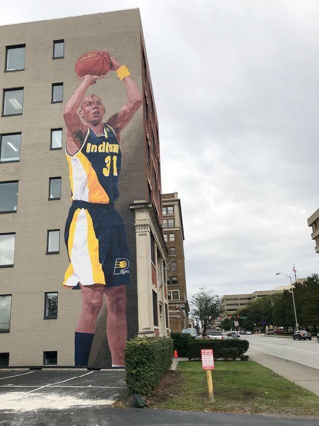 The Reggie Miller mural by local artist Pamela Bliss is finally finished | Scrolller