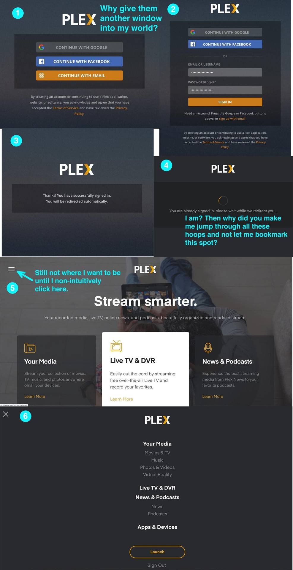 The tiresome login sequence for Plex. | Scrolller