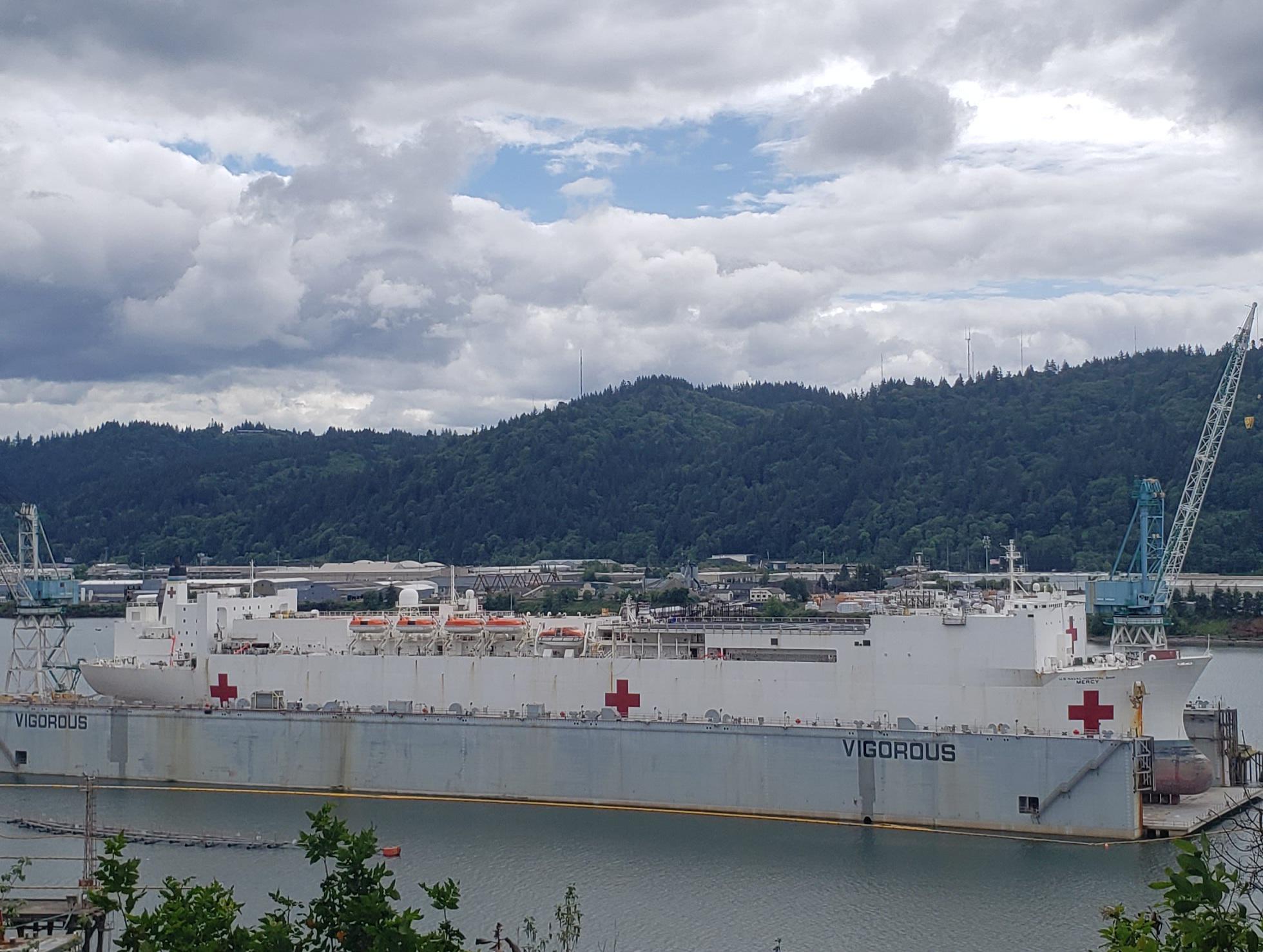 The USNS Mercy, (in drydock) One of two hospital ships in the US Navy. | Scrolller