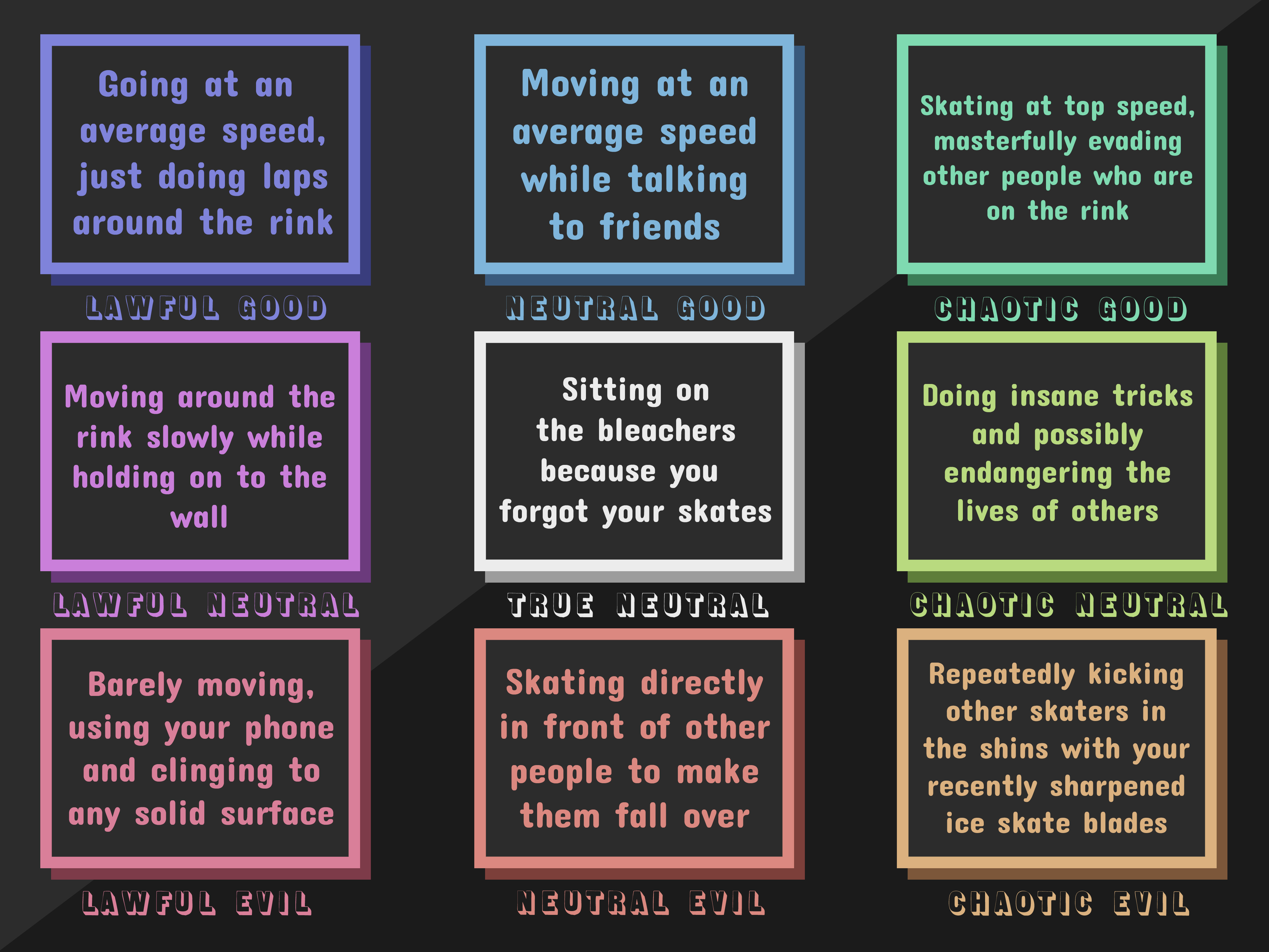 Things you can do at an ice skating rink alignment chart | Scrolller