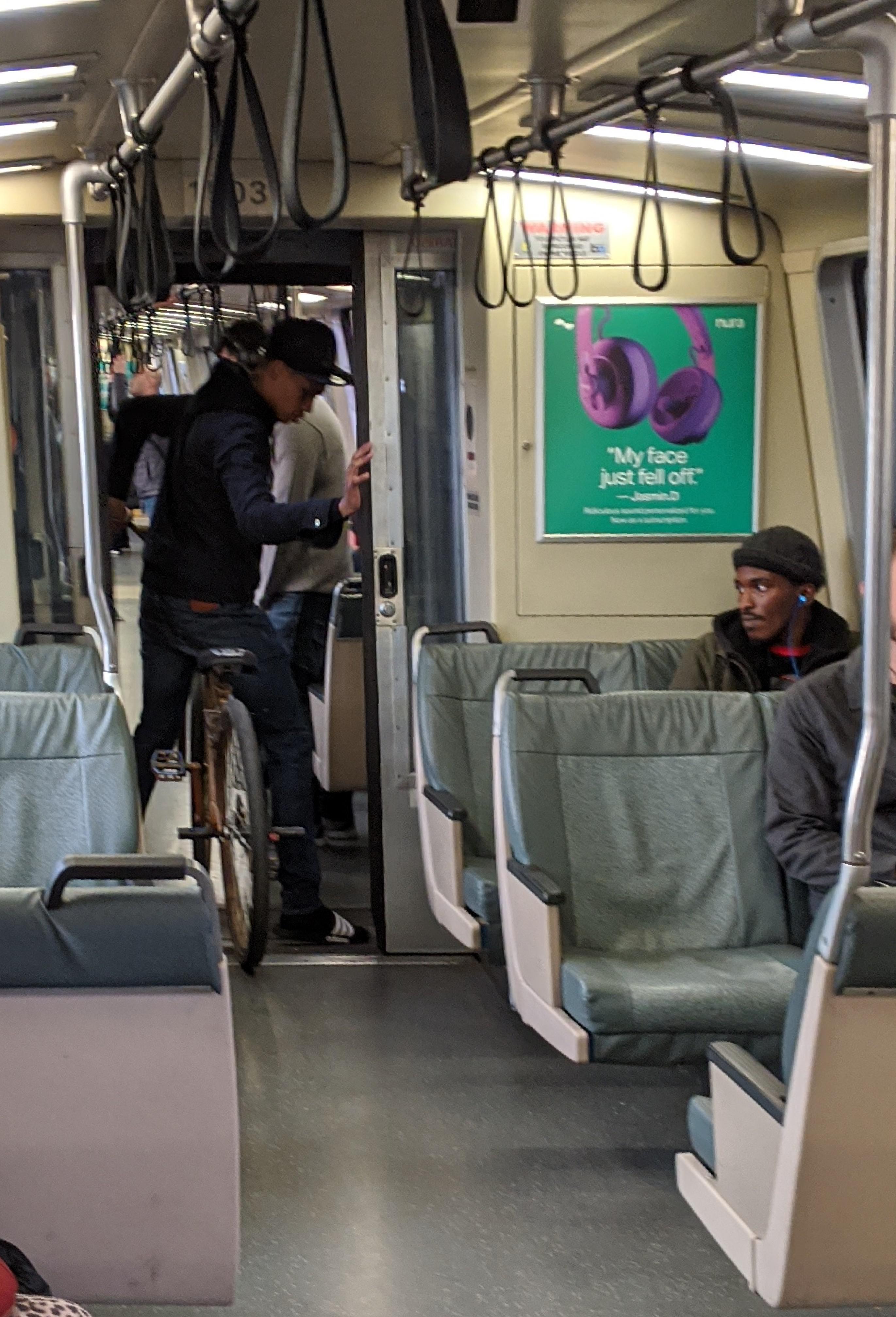 This guy jamming all the doors open riding thru the train and stunting on the crowded platforms ...