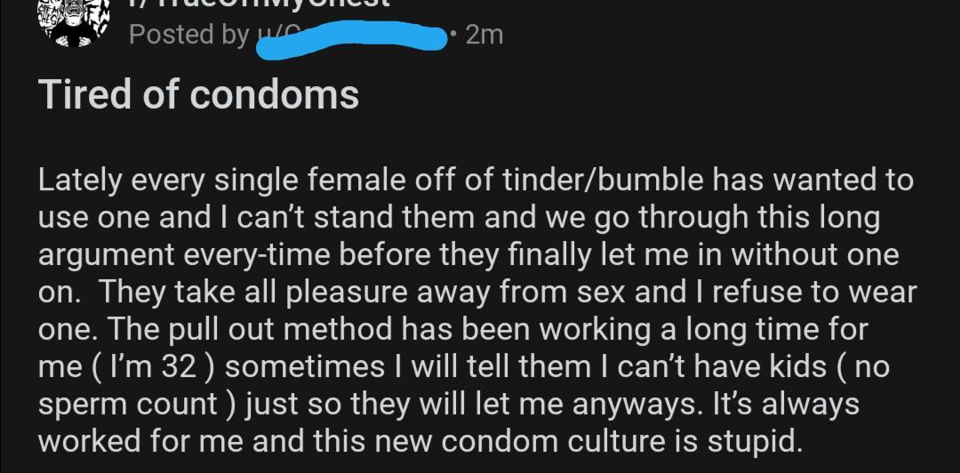 Tired of using condoms | Scrolller