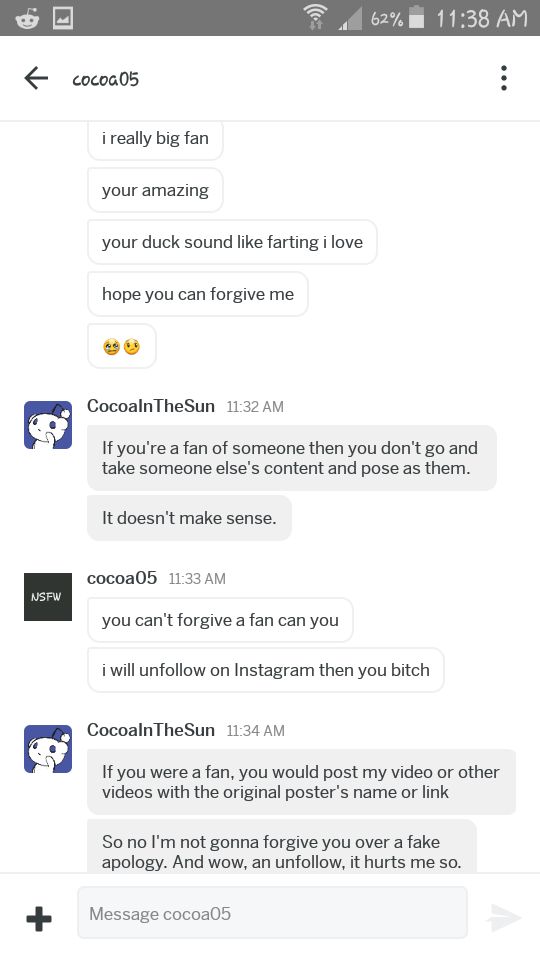 U/cocoa05 is a catfisher, final screenshot. Notice the 360 | Scrolller