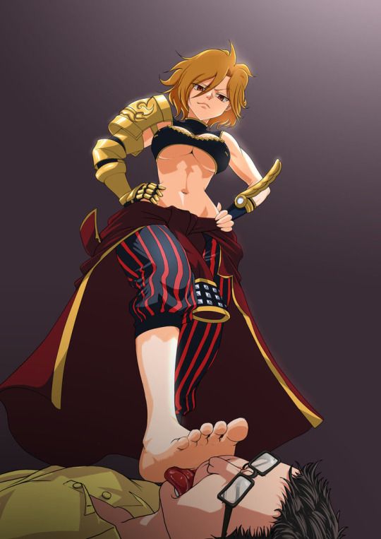 Under her foot. | Scrolller