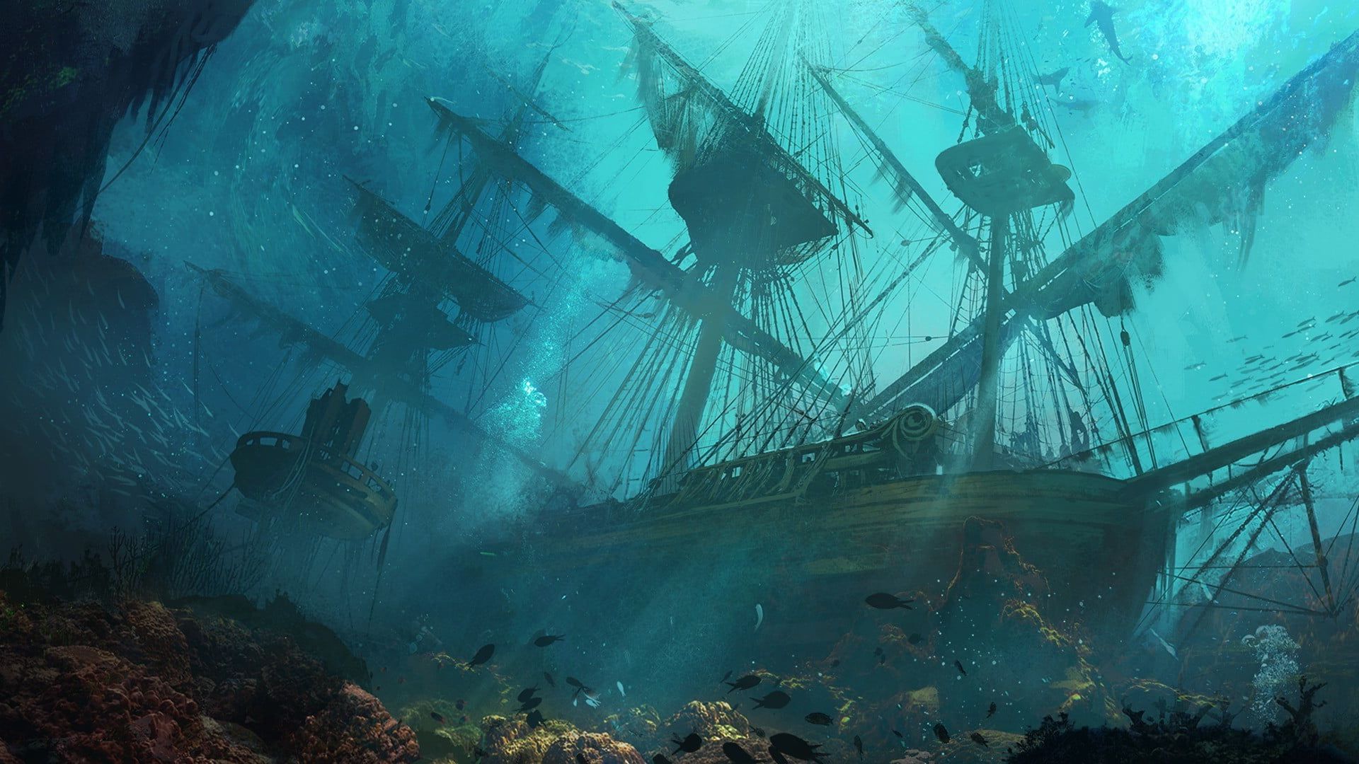 Underwater Shipwreck [1920x1080] | Scrolller
