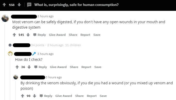 Use venom to check for internal wounds | Scrolller