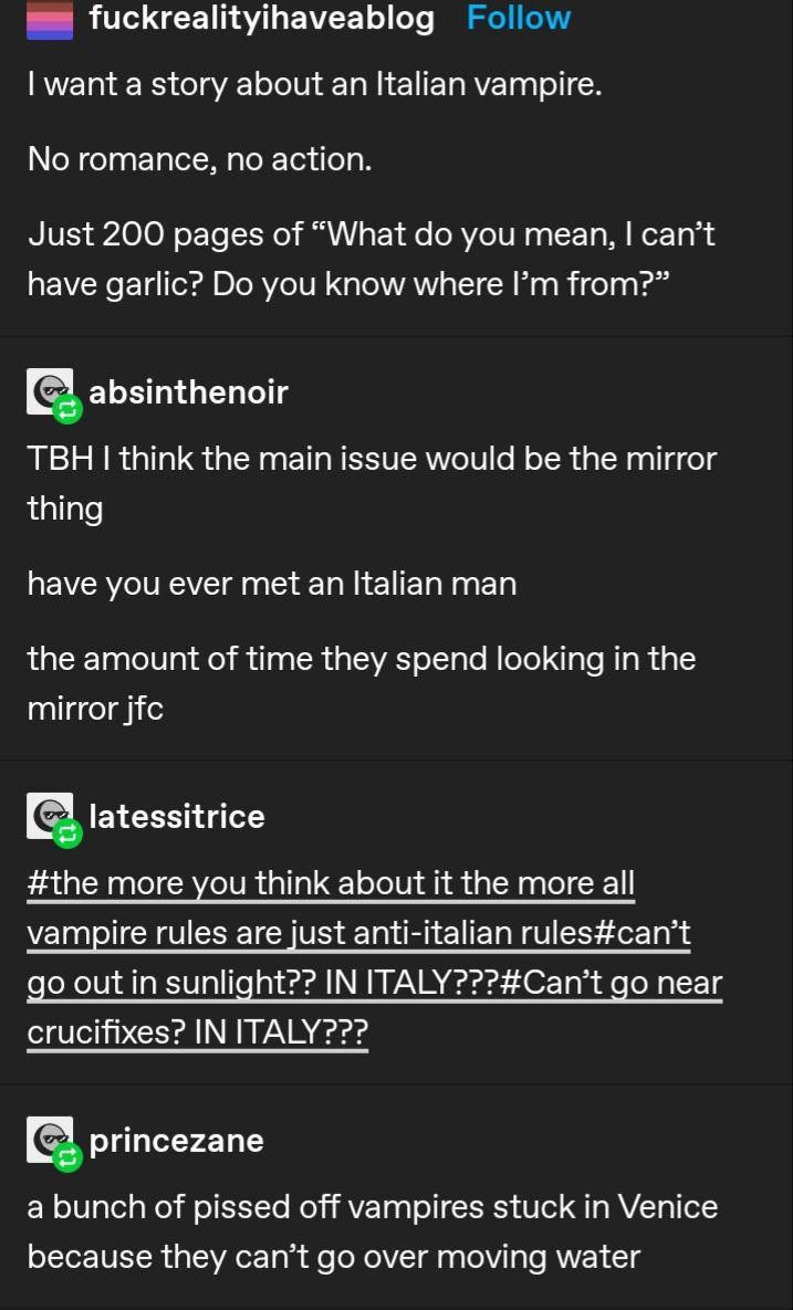 Vampires are just goth Italians. Prove me right. | Scrolller