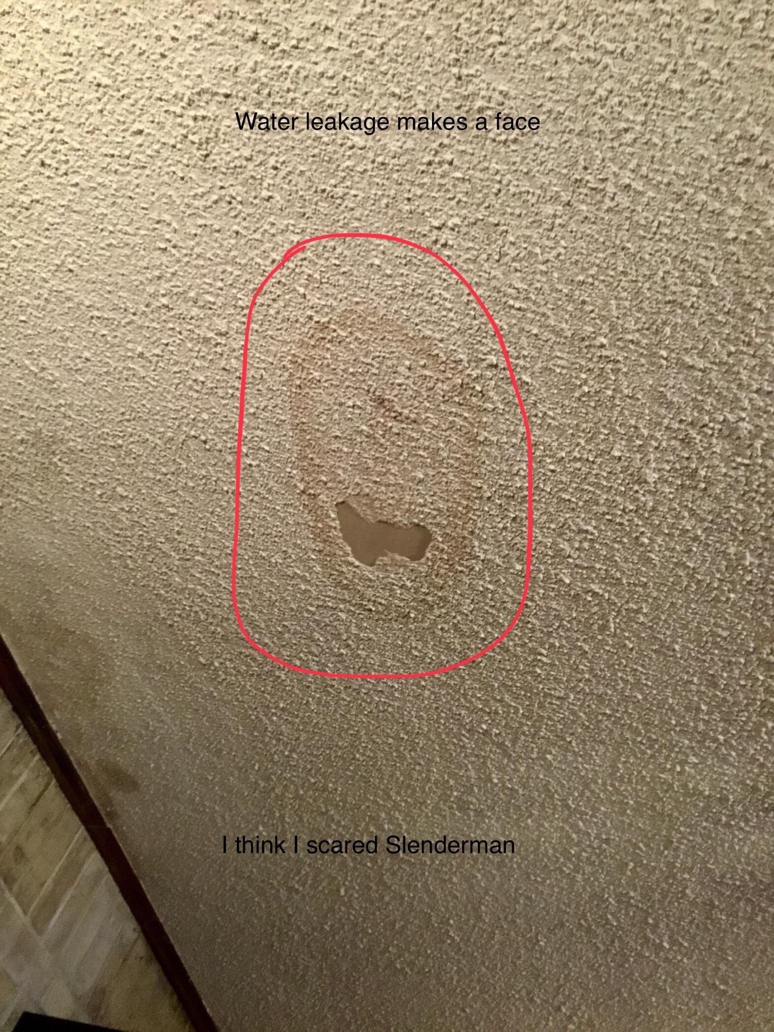Water damage makes a face | Scrolller
