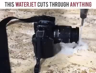 waterjet cuts through camera, phone, seashell, bowling bowl and gun [400x308] | Scrolller