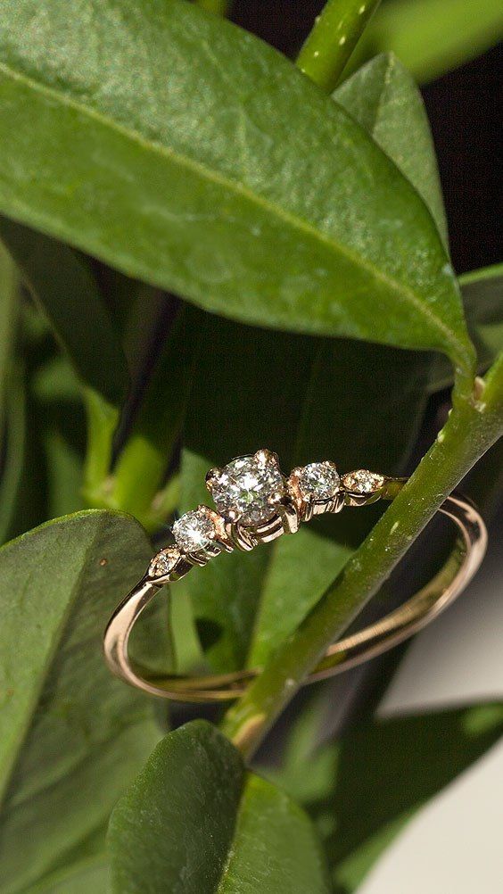 Wedding Diamond Band (14K Solid Gold, 5 Natural Diamonds) | Scrolller