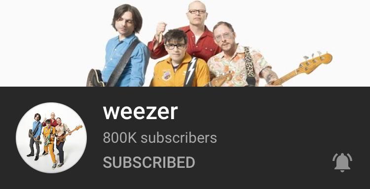 weezer hit 800k on youtube | Scrolller