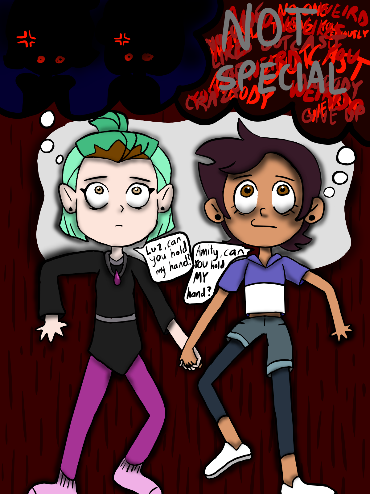 When Amity and Luz are dating and they're having a sleepover and lying on the ground next to ...