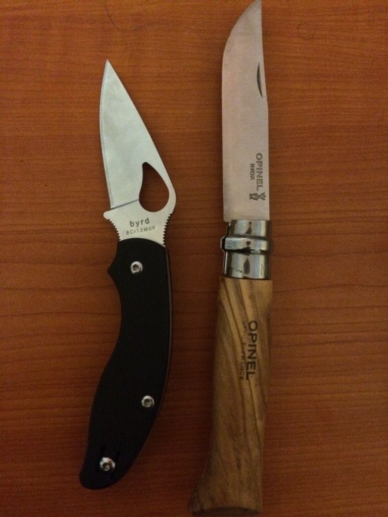 Which one would you choose for EDC? Left is the Byrd Tern and right is the Opinel number 8 ...