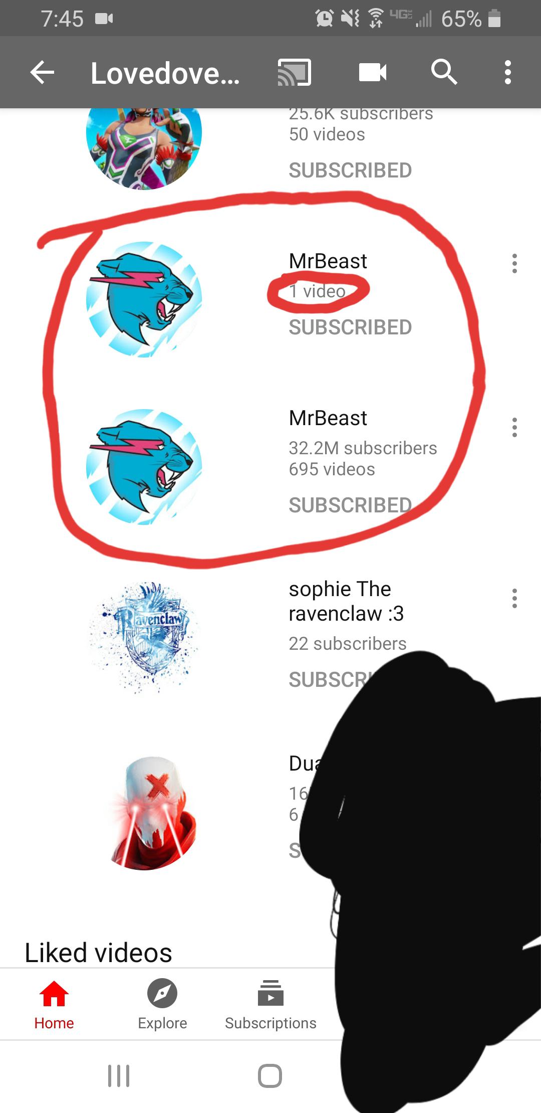 Why are there 2 mrbeasts and why does one only have 1 vid | Scrolller