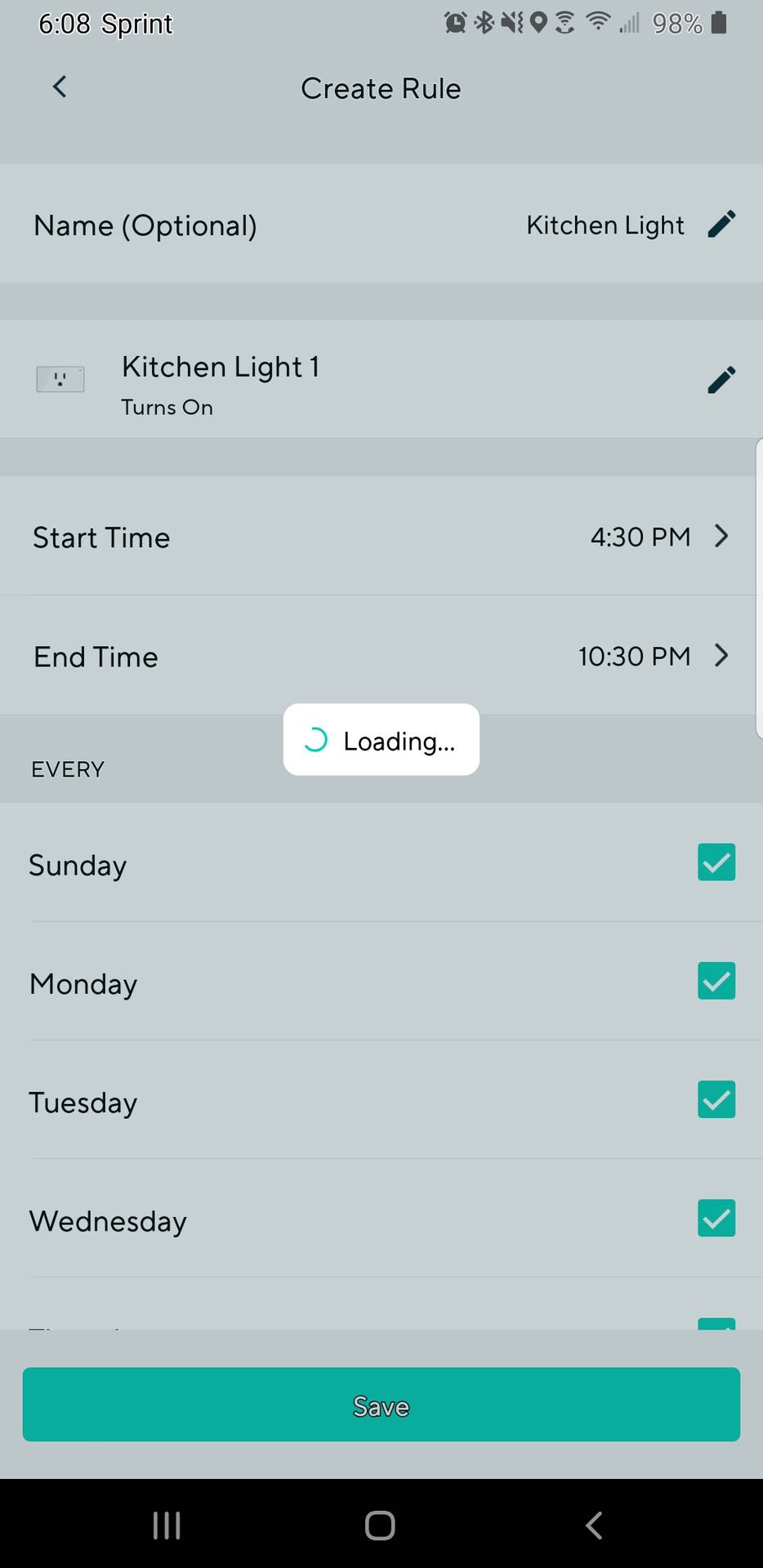 Why does it sit on loading when trying to add a simple rule? | Scrolller