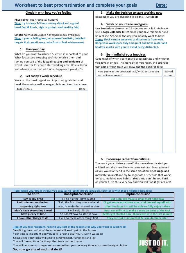 Worksheet to help you beat your procrastination | Scrolller