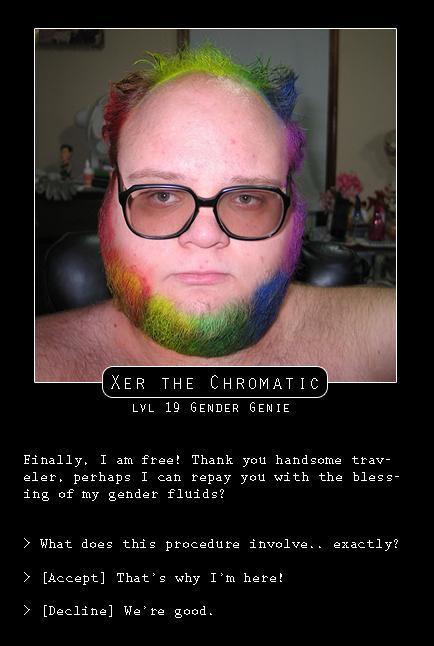 You have successfully summoned the gender-bending rainbow genie. | Scrolller