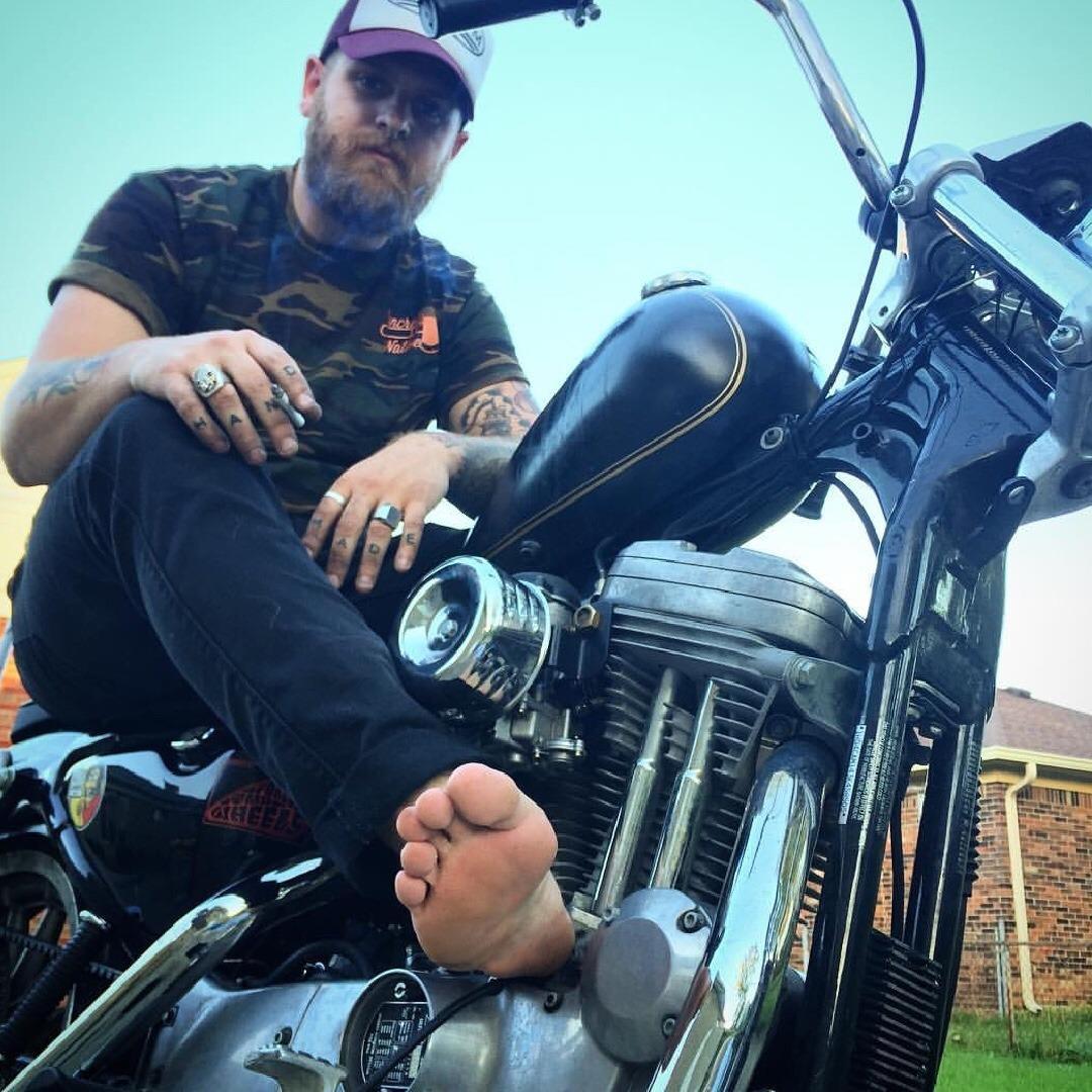 Your welcome, barefoot hunk on motorcycle. | Scrolller