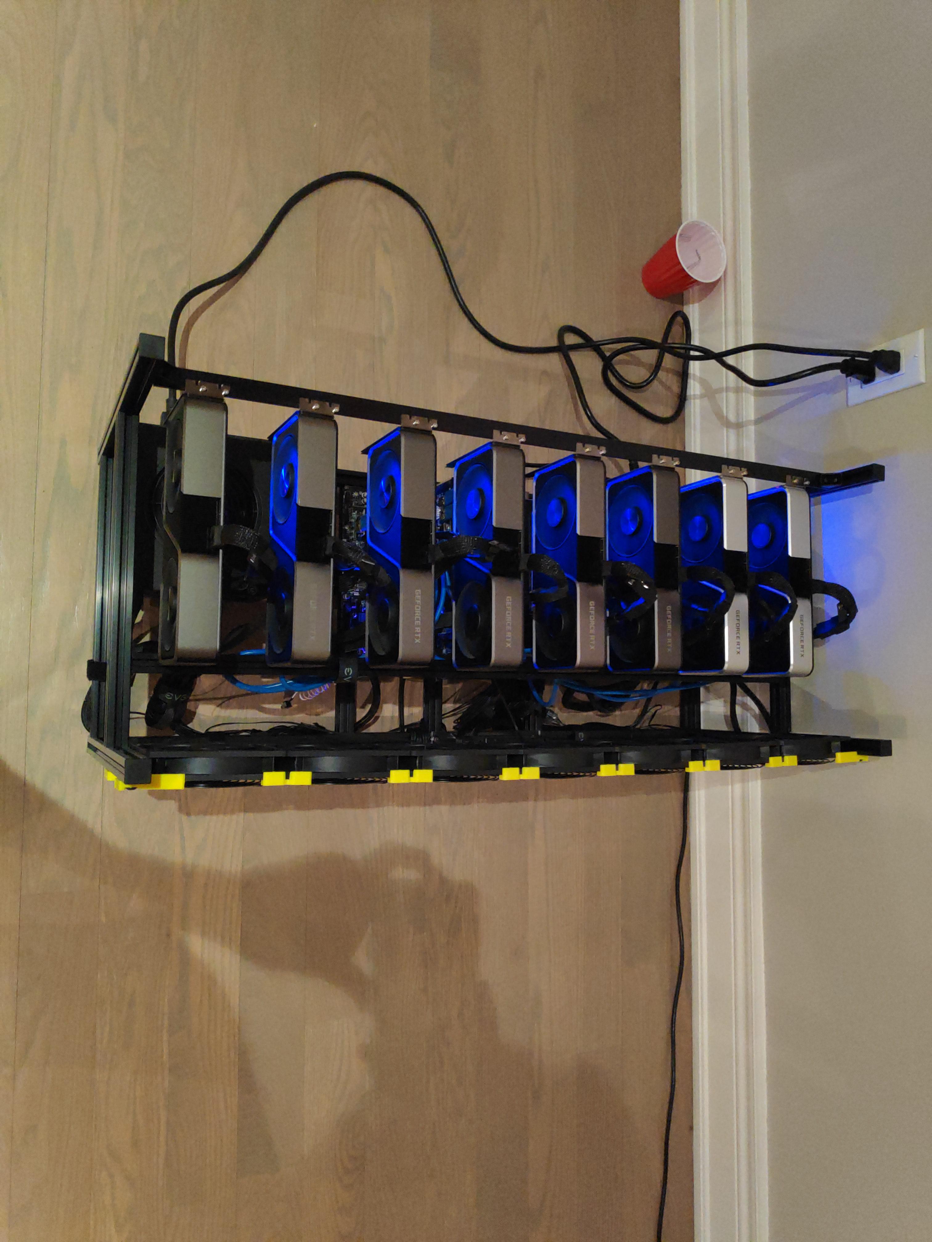 1 month later finally finished my rig. 1040W @ 488Mh 6x 3070 2x 3060Ti | Scrolller