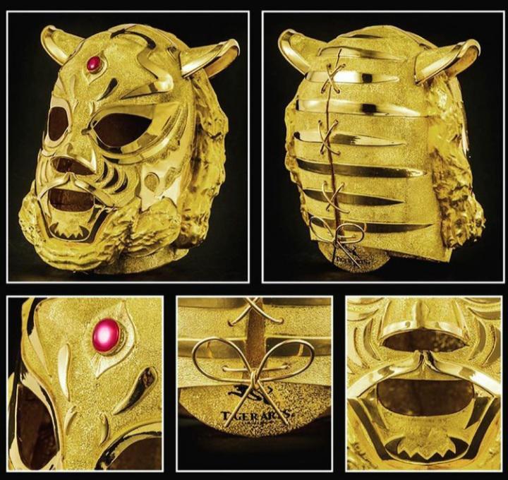 14k solid gold Tiger Mask. | Scrolller
