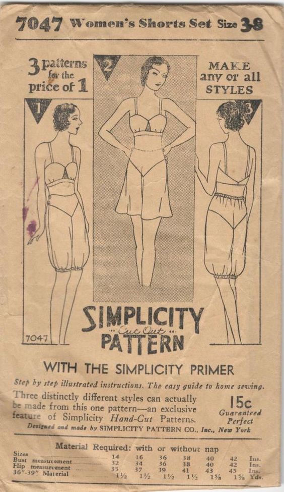1920s Simplicity pattern lady's underwear. | Scrolller