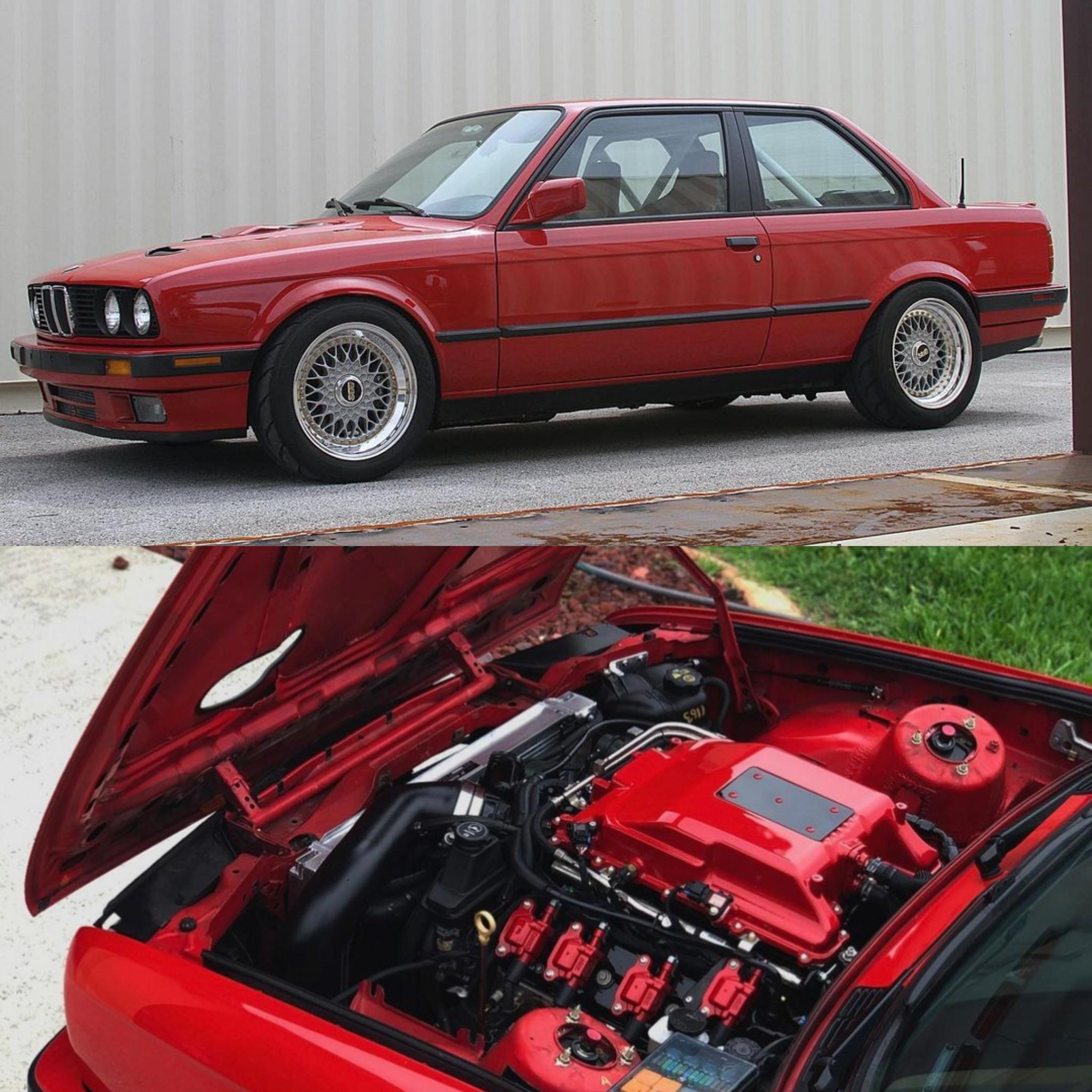 1991 BMW 318is with 2012 Cadillac CTS-V LSA V8. Tremec 6spd trans, E36 M3 rear-end. 556hp ...