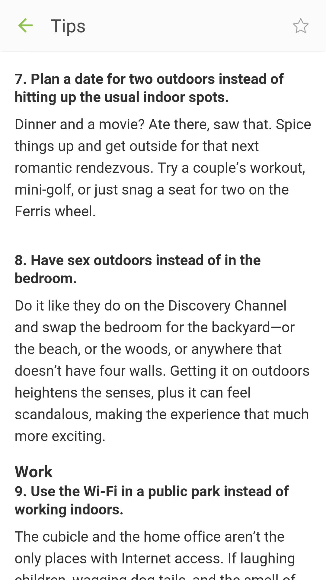 "21 Indoor Activities to Take Outside" Have a date in the park! If things get hot and heavy ...