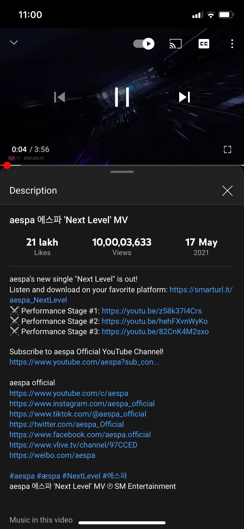 210618 Aespa’s Next Level MV hits 100 million views | Scrolller