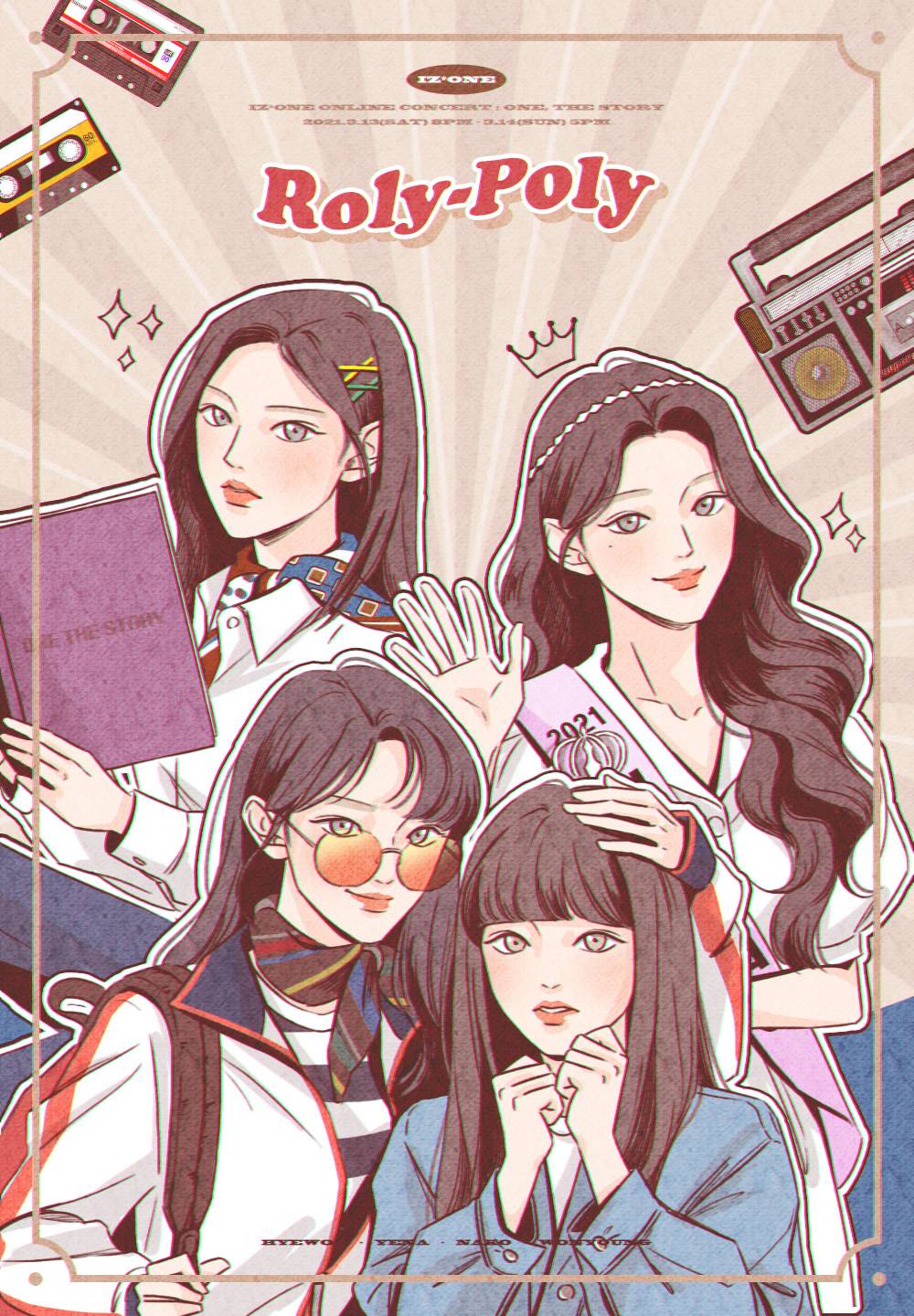210627 - Roly Poly Unit (Hyewon, Yena, Nako, Wonyoung) Fan Art (Credit by 27°C) | Scrolller