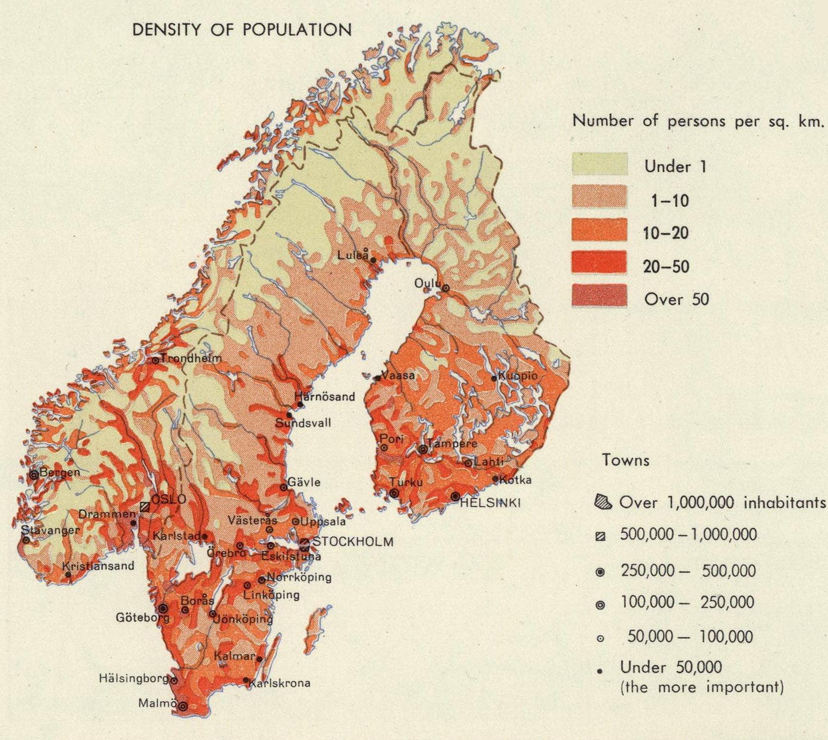 A 1960s Map Showing Population Density in Nordic Countries | Scrolller