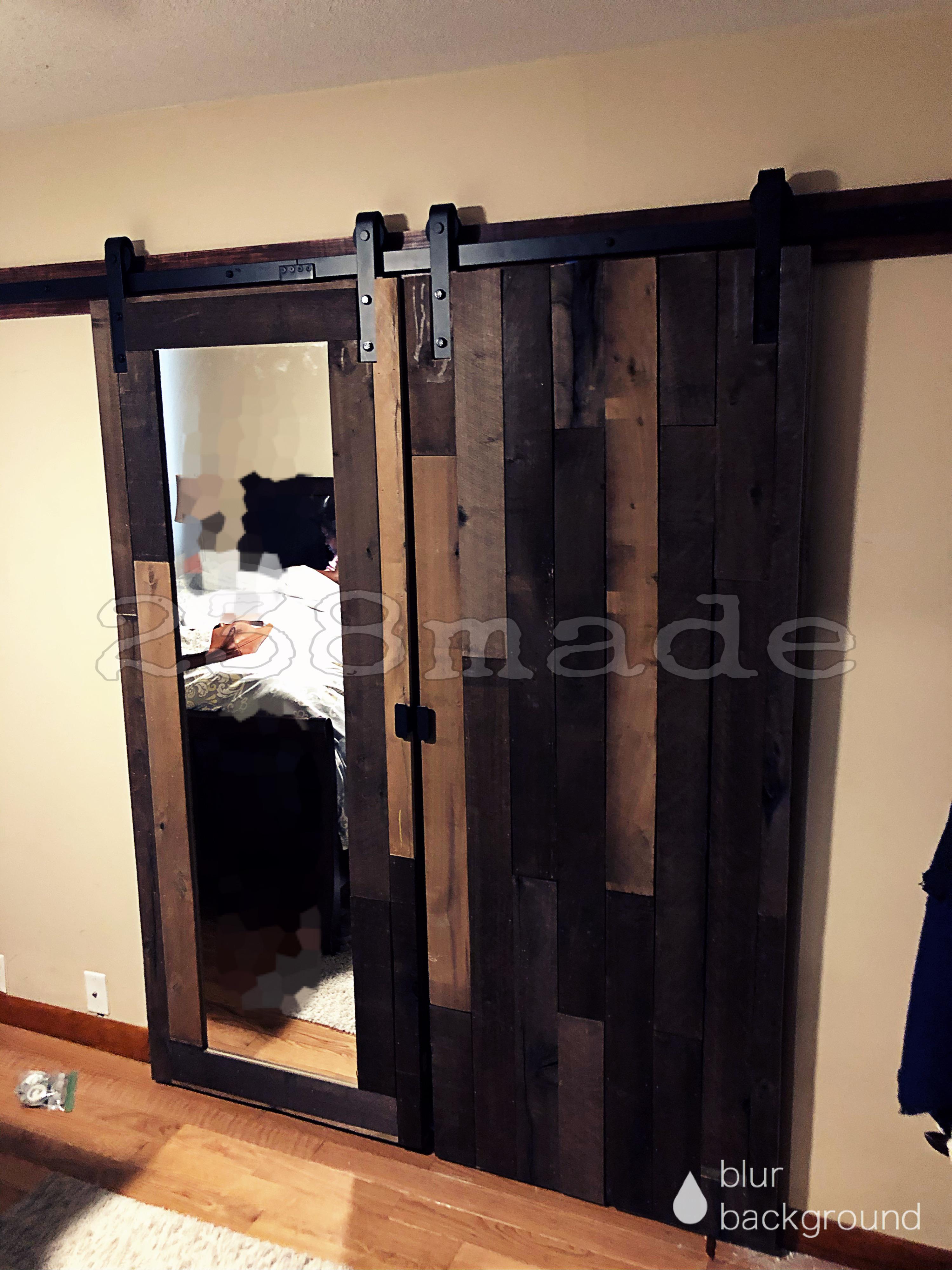 A bit of a facelift to the bedroom with my creation. Reclaimed wood closet doors. | Scrolller
