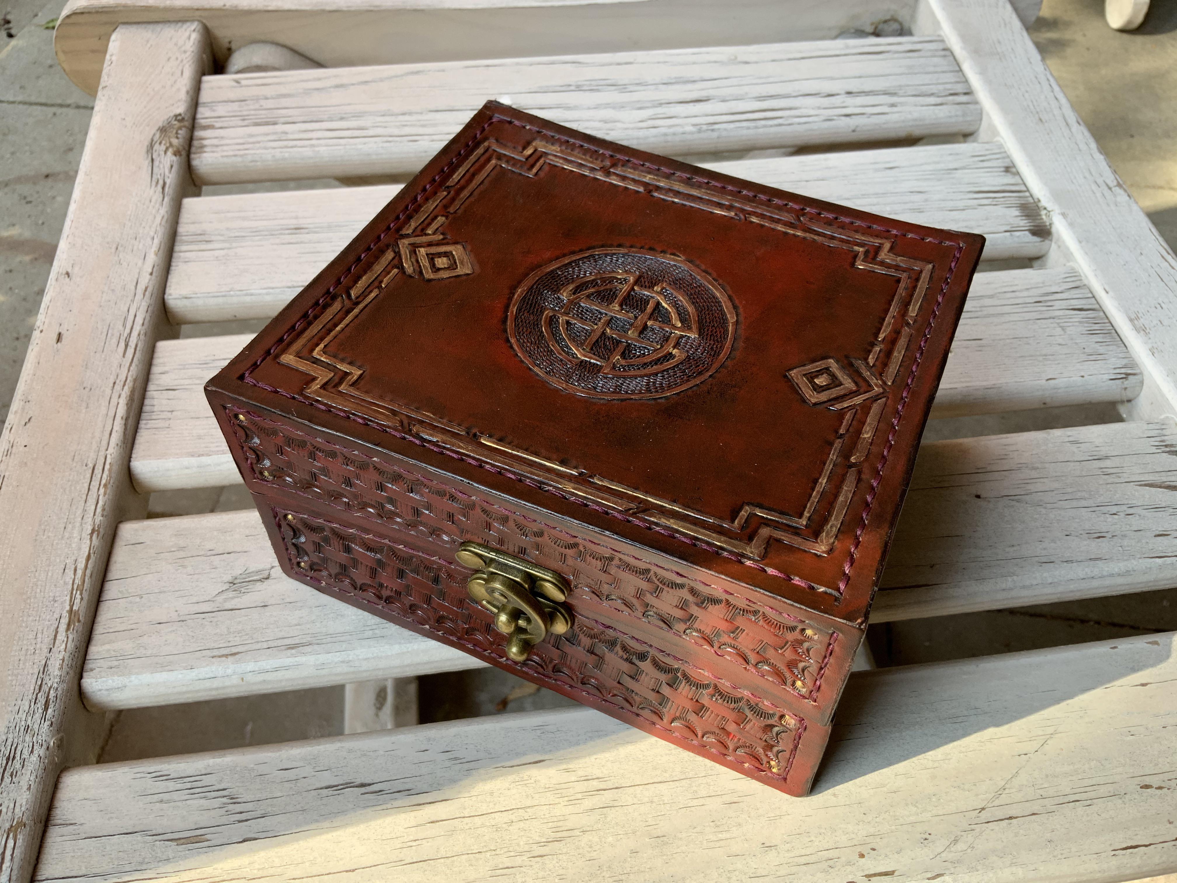 A carved and tooled leather box I made recently | Scrolller