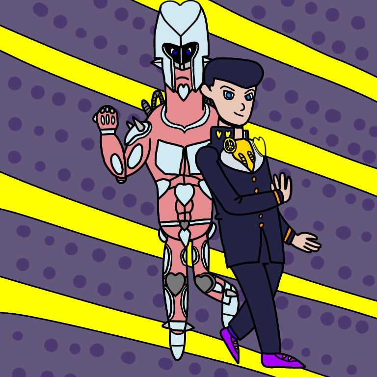 A drawing of Josuke and Crazy Diamond | Scrolller