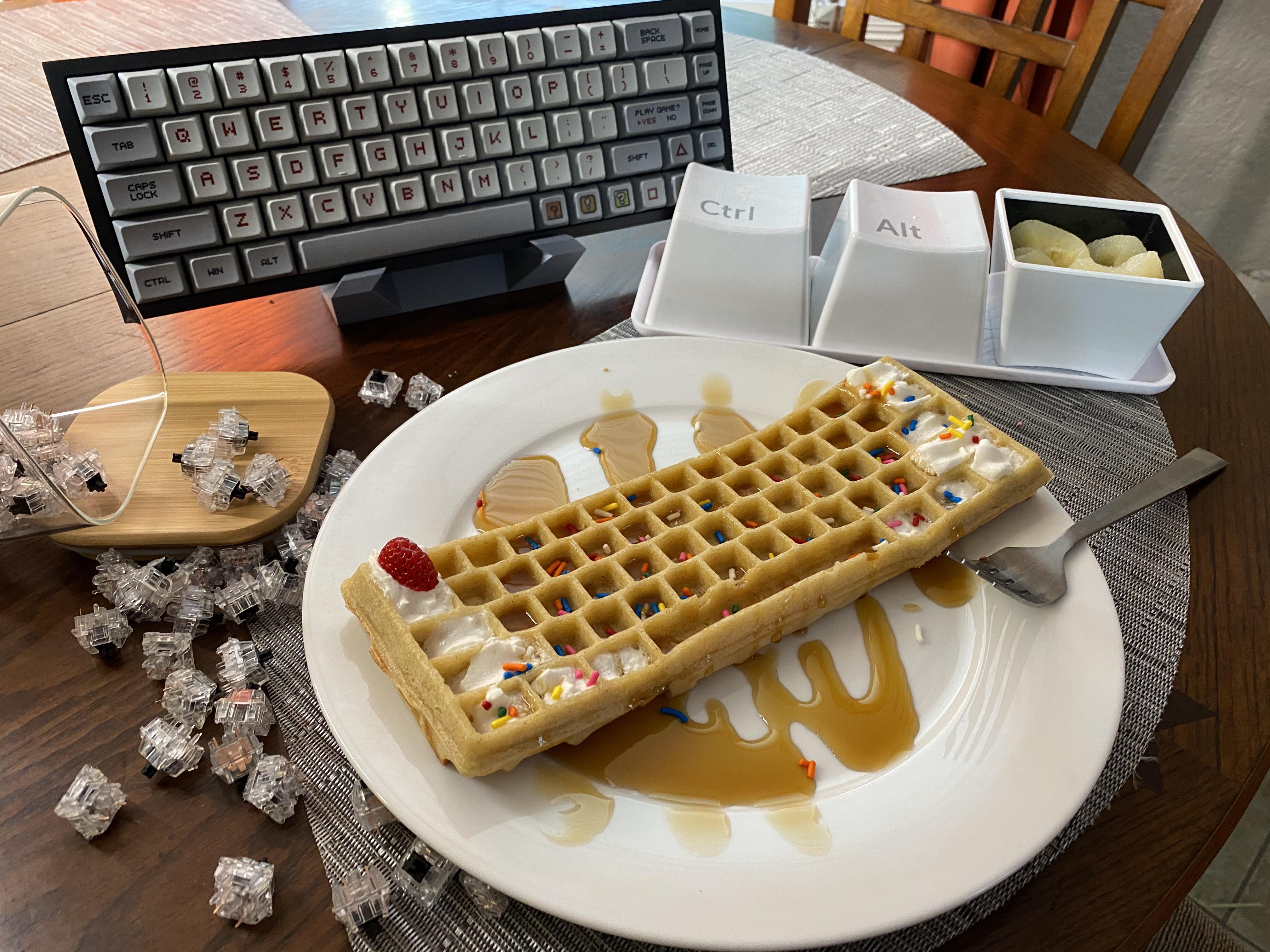 A keyboard shaped waffle with hagelslag mixes work with pleasure. | Scrolller
