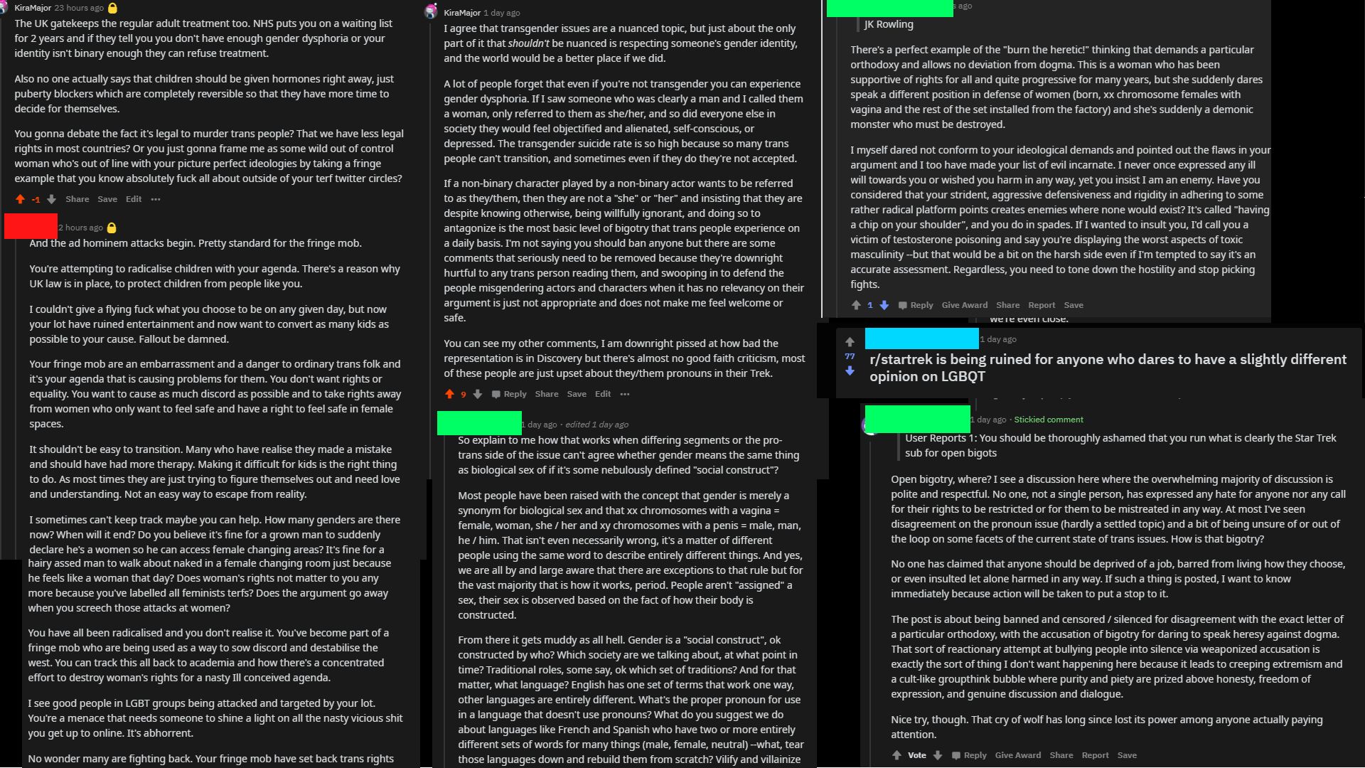 A star trek subreddit has become home to TERFs, green name is the sole moderator | Scrolller