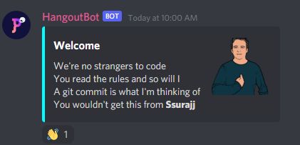 A welcome message by a discord bot.. | Scrolller